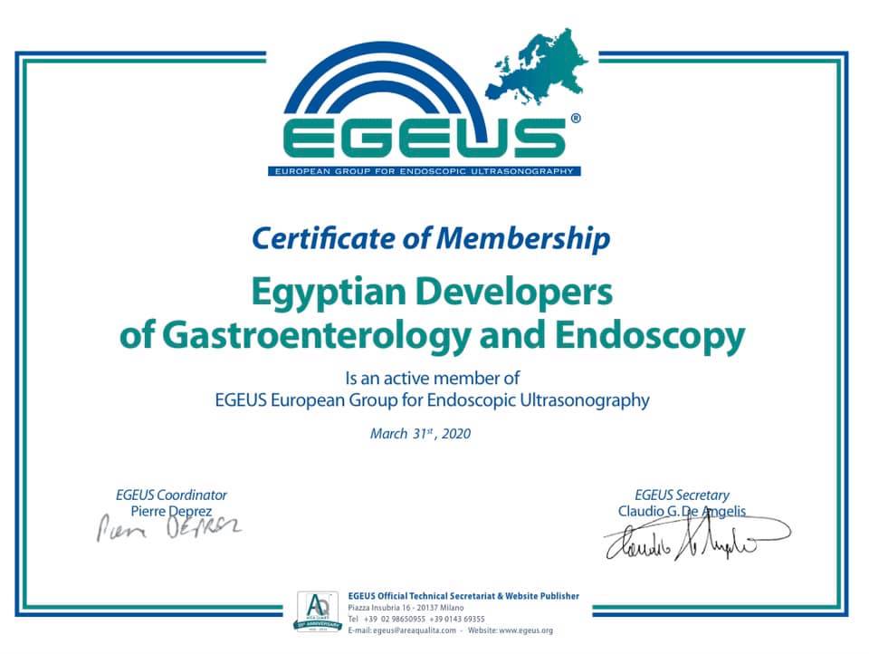 EGEUS Affiliation – Egyptian Developers of Gastroenterology and Endoscopy